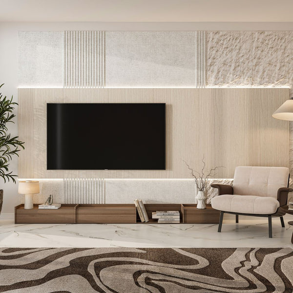 Luminous Strata - Light Pre-Designed 96" x 143" x 1.5" Wall Panel Kit ...