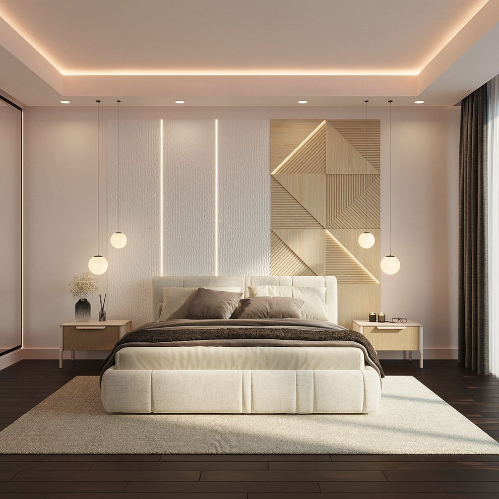 Geometric Glow Pre-Designed 96" x 120" x 1.5" Wall Panel Kit with LED ...